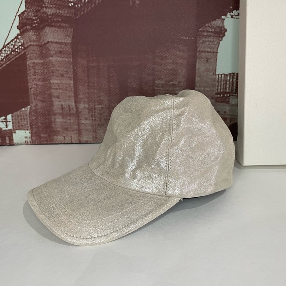INTERMIX | Accessories | Intermix Leather Silver Metallic Baseball Hat ...